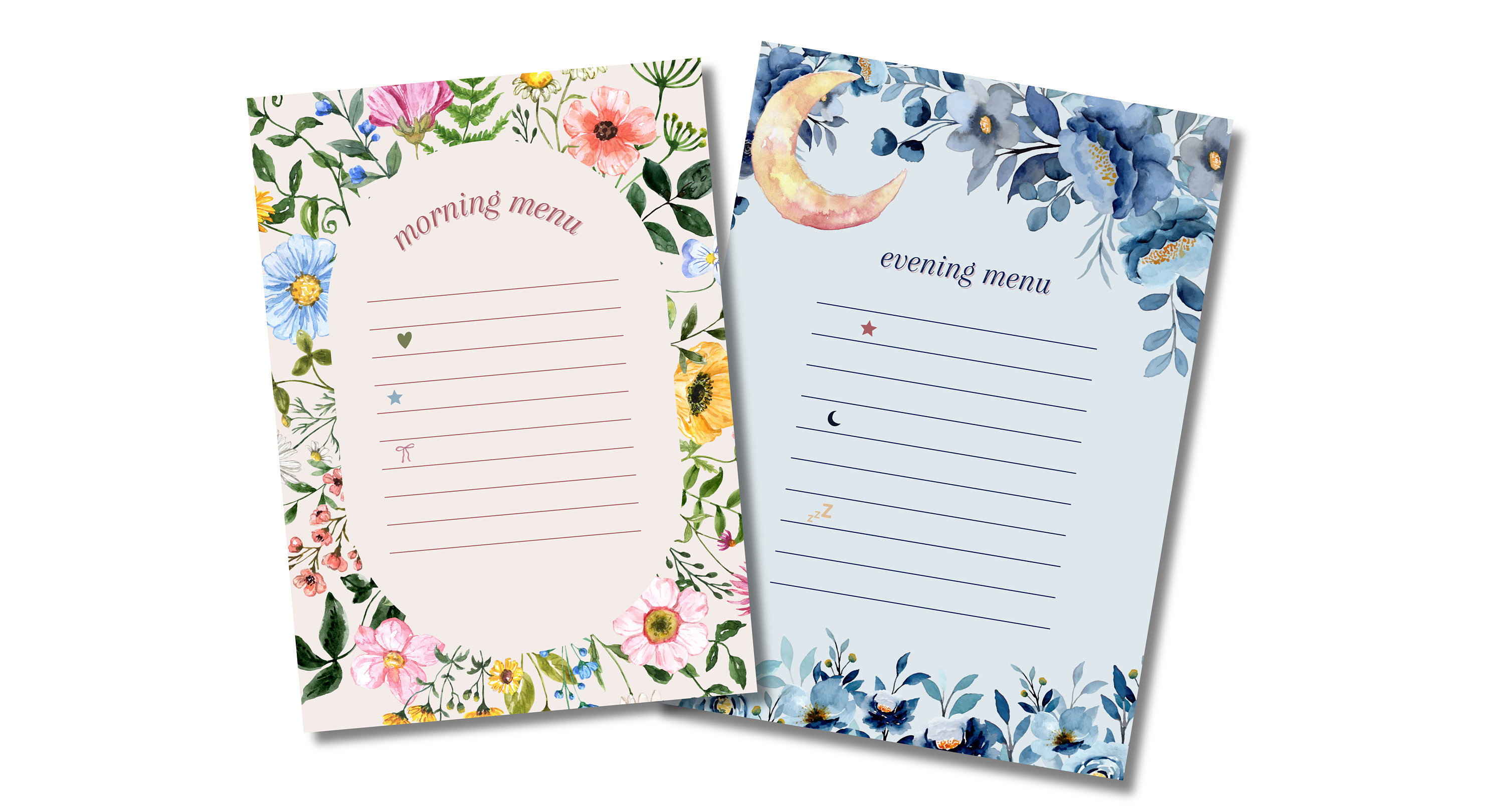 Editable Morning & Evening Self-care Menus - 2 Pack - Etsy