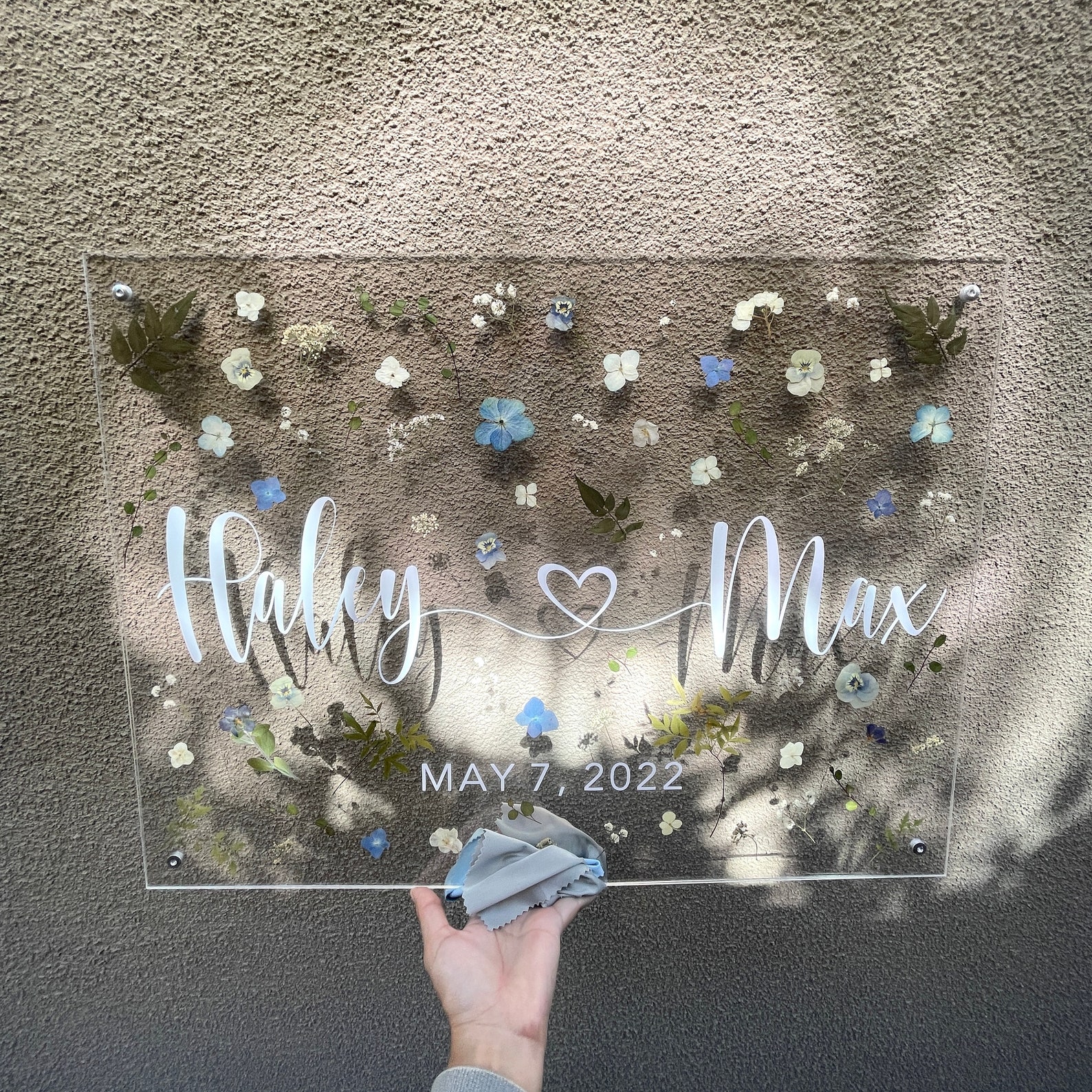 Acrylic Wedding Sign With Real Pressed Flowers - Etsy