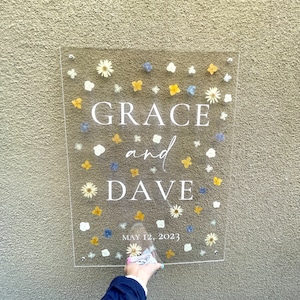 Acrylic Wedding Sign With Real Pressed Flowers - Etsy