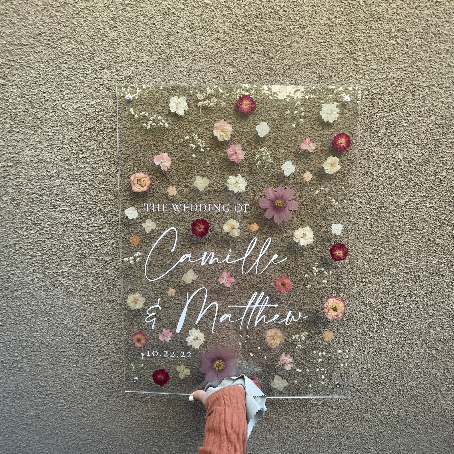 Acrylic Wedding Sign With Real Pressed Flowers - Etsy