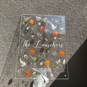 Acrylic Wedding Sign With Real Pressed Flowers - Etsy