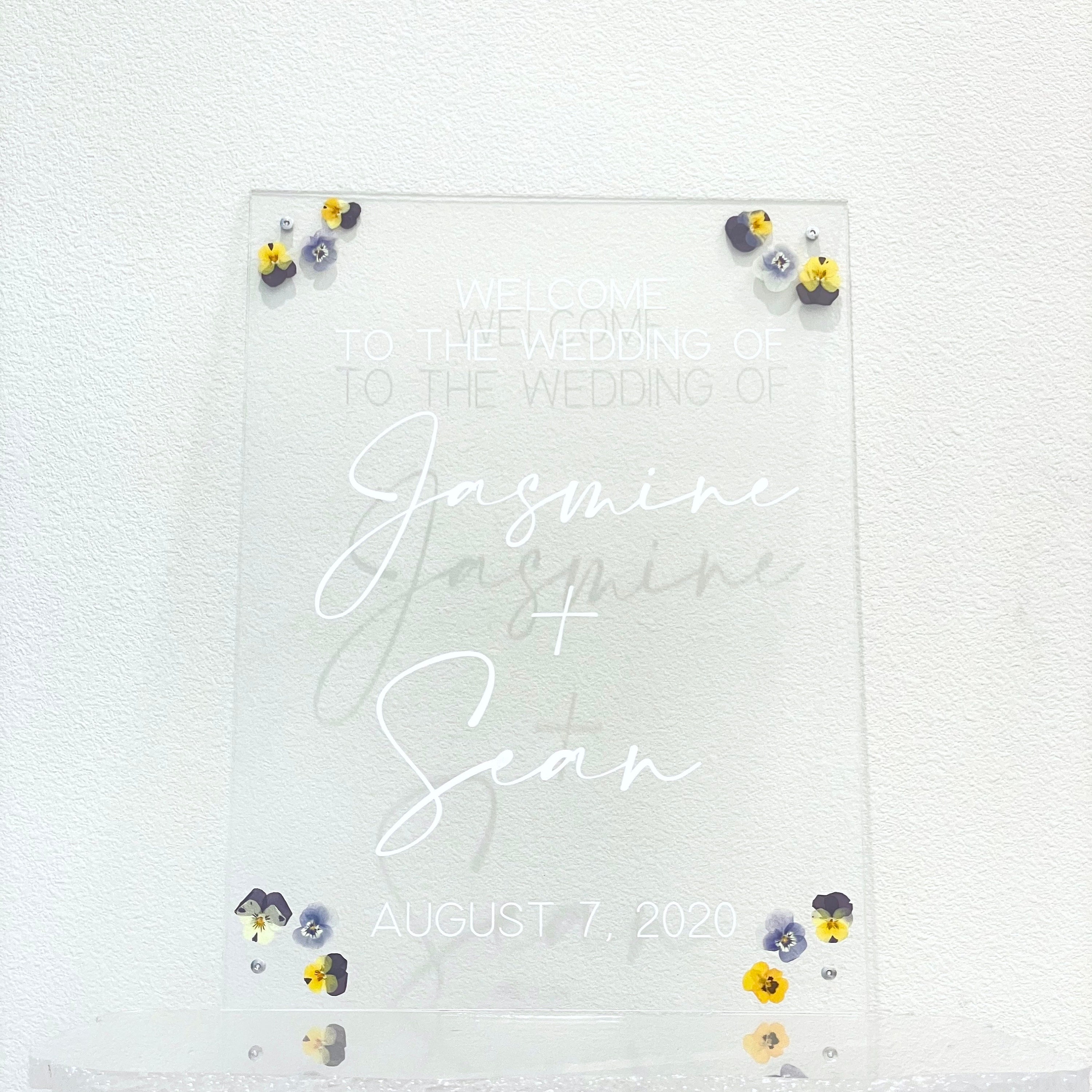 Acrylic Wedding Sign with Real Pressed Flowers | Etsy