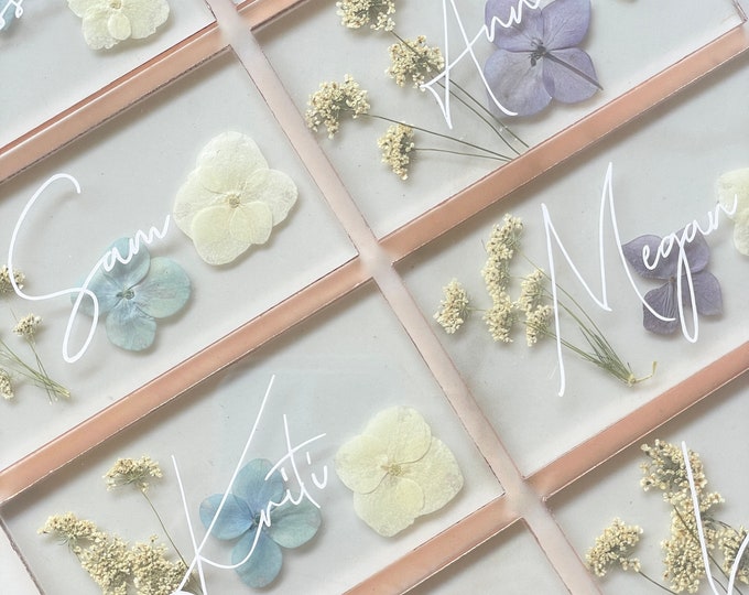 Pressed Flower Place Card/favor/wedding Placecards/floral Resin/wedding ...