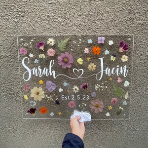 Acrylic Wedding Sign With Real Pressed Flowers - Etsy