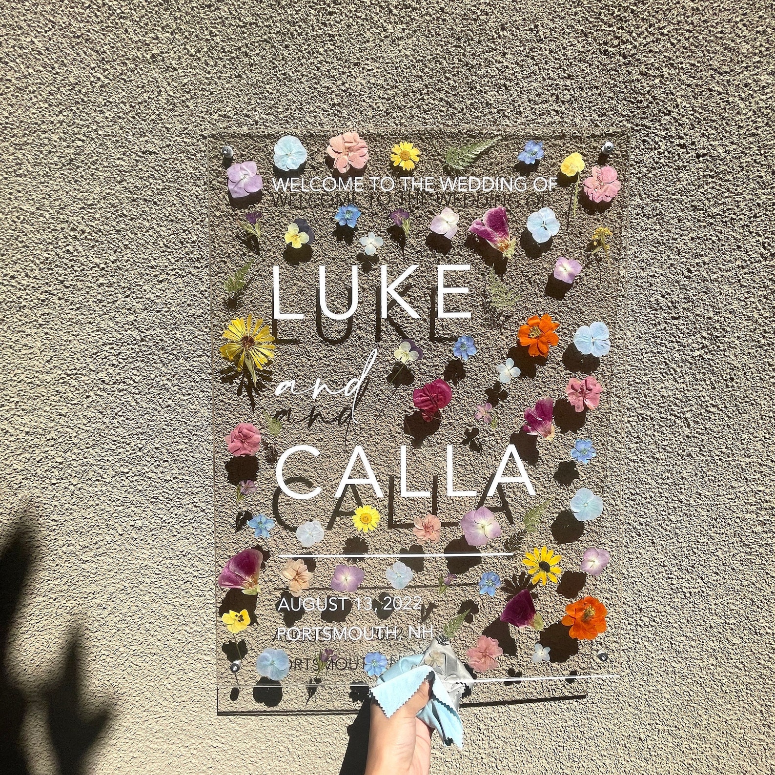 Acrylic Wedding Sign With Real Pressed Flowers - Etsy