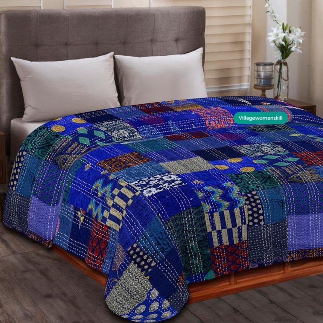 Bohemian Traditional Indian Patchwork Quilt King Size Hippie Quilt ...