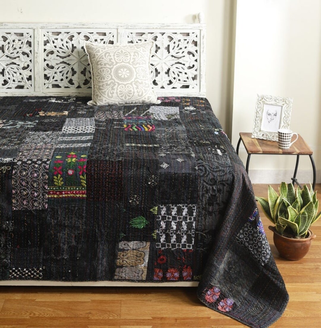 Bohemian Patchwork Quilt Kantha Quilt Handmade Vintage Quilts - Etsy