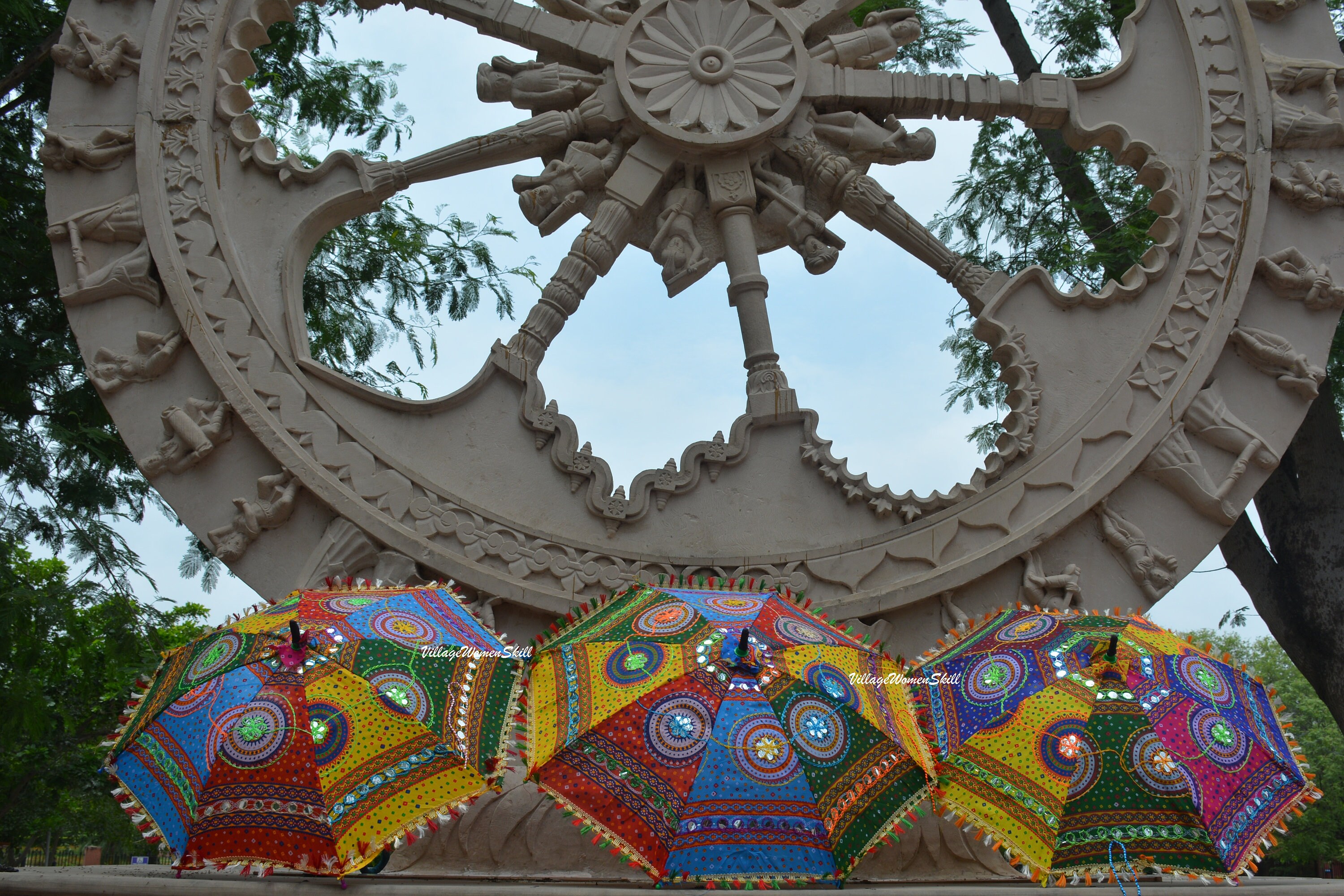 Set of 5 Pc Decorative Cotton Umbrella Embroidered Indian Parasol ...