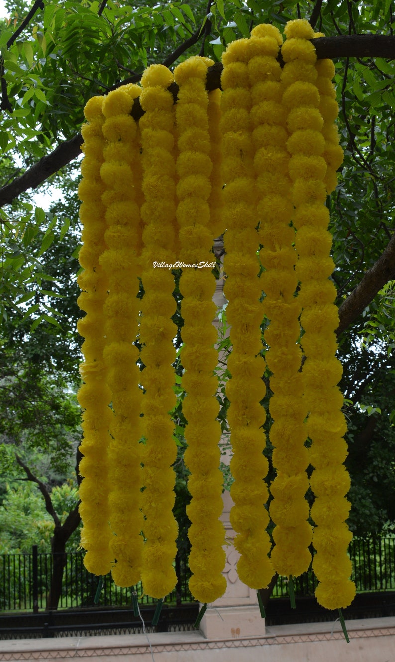 Express Shipping Indian Yellow Marigold Garland Diwali Decoration Party ...