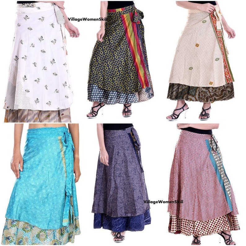 Sari Silk Wrap Skirt Reversible Layer Indian Vintage Silk Wrap - Etsy