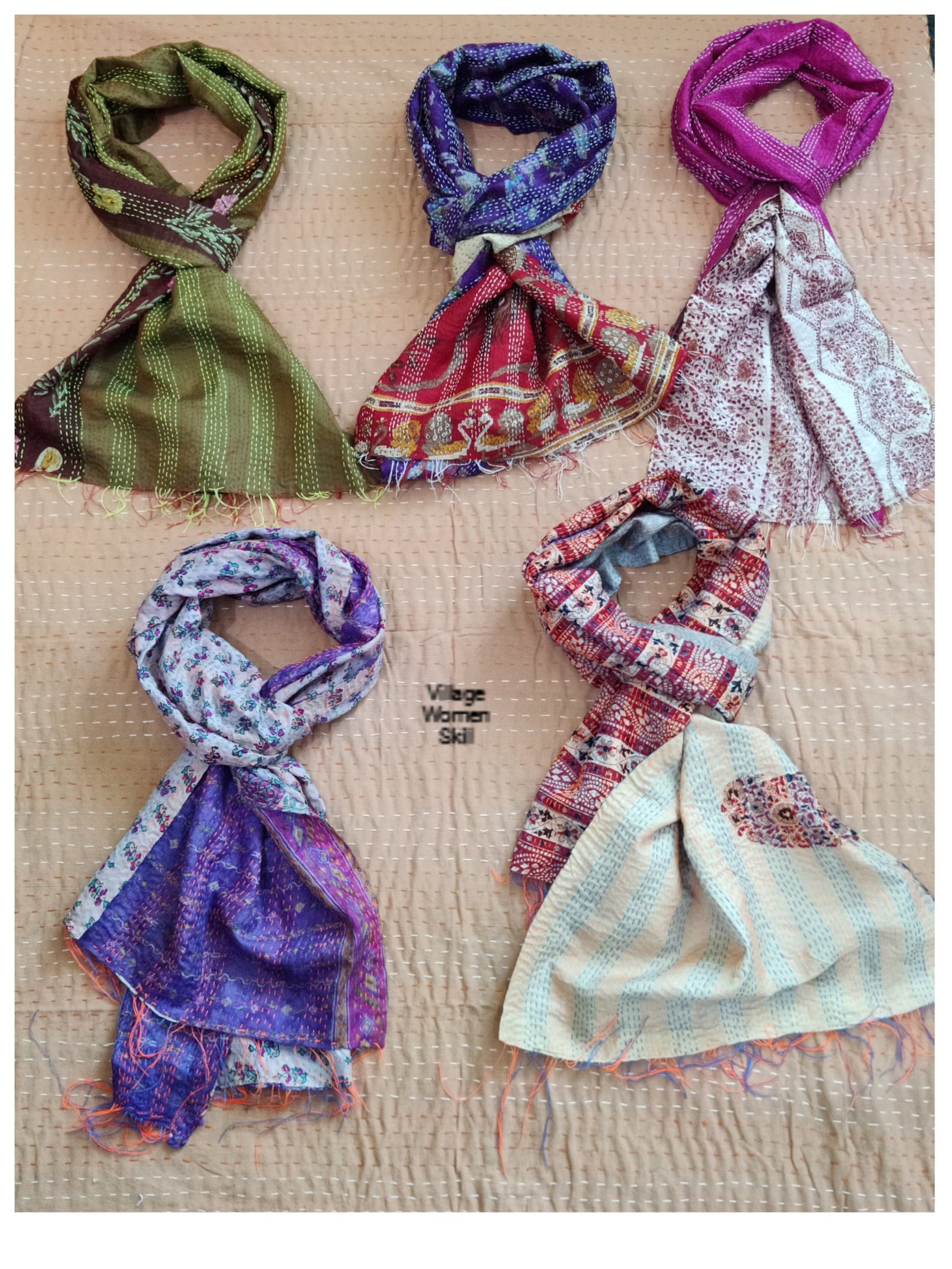 Indian Scarf Silk Scarves Kantha Scarves Vintage Scarf Wrap - Etsy