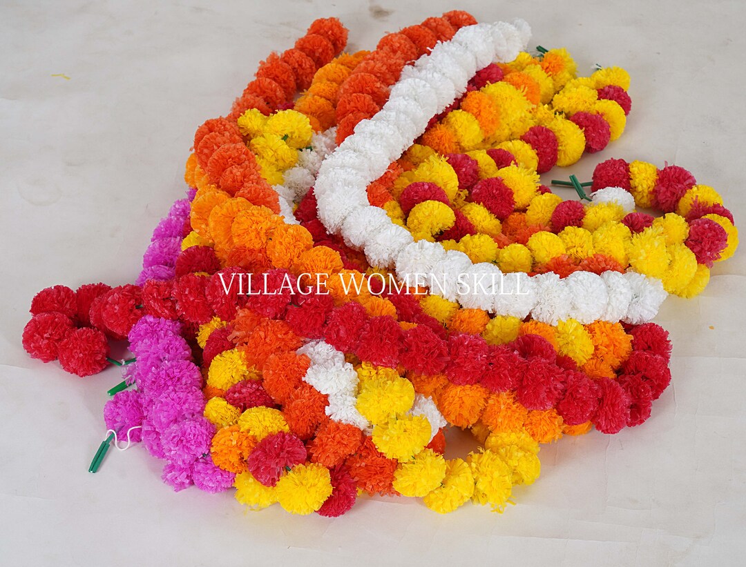 Indian Artificial Decorative Marigold Flowers Garland Strings for ...