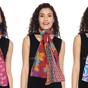 5 Pc Vintage Cotton Indian Kantha Scarf Scarves Stole Bohemian Hippie Handmade Bohemian Scarves ...