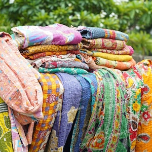 Vintage Kantha Quilt, Sari Coverlet, Sundance Kantha Throw Recycle ...