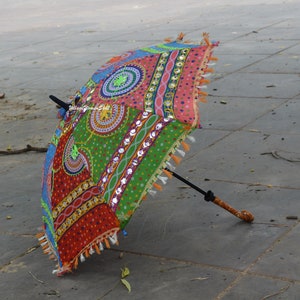 Set of 5 Pc Decorative Cotton Umbrella Embroidered Indian Parasol ...