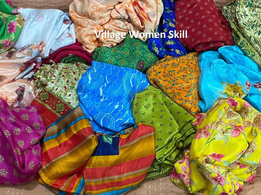 Lot of Used Vintage Silk Saree Fabric Dressmaking Ethnic Craft Indian ...