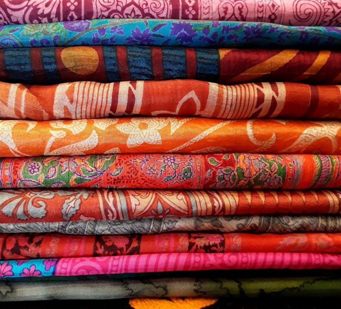 Used sari Used saree recycled Up cycled sari fabric for home | Etsy