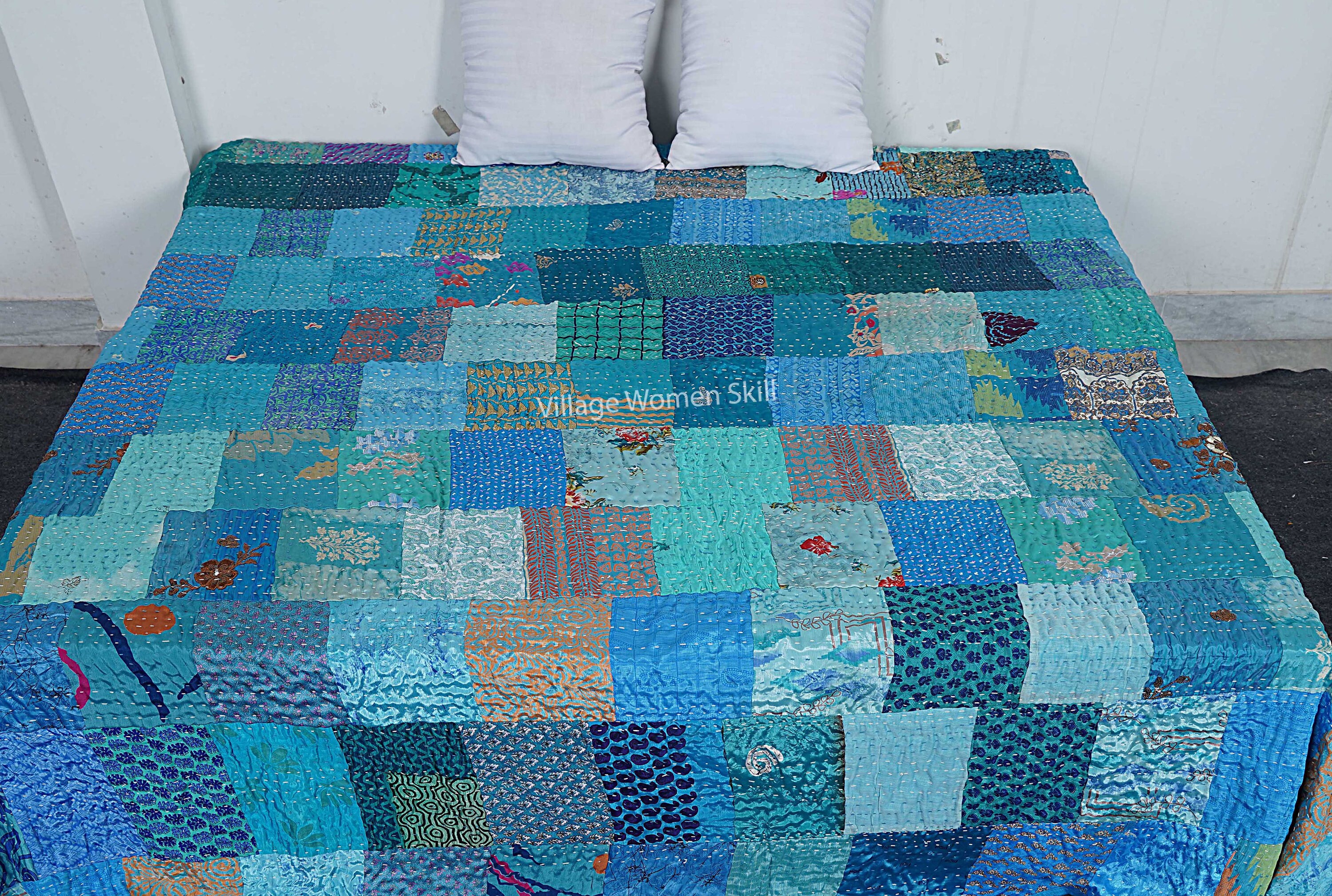 Bohemian Patchwork Quilt Kantha Quilt Handmade Vintage Quilts Boho King ...