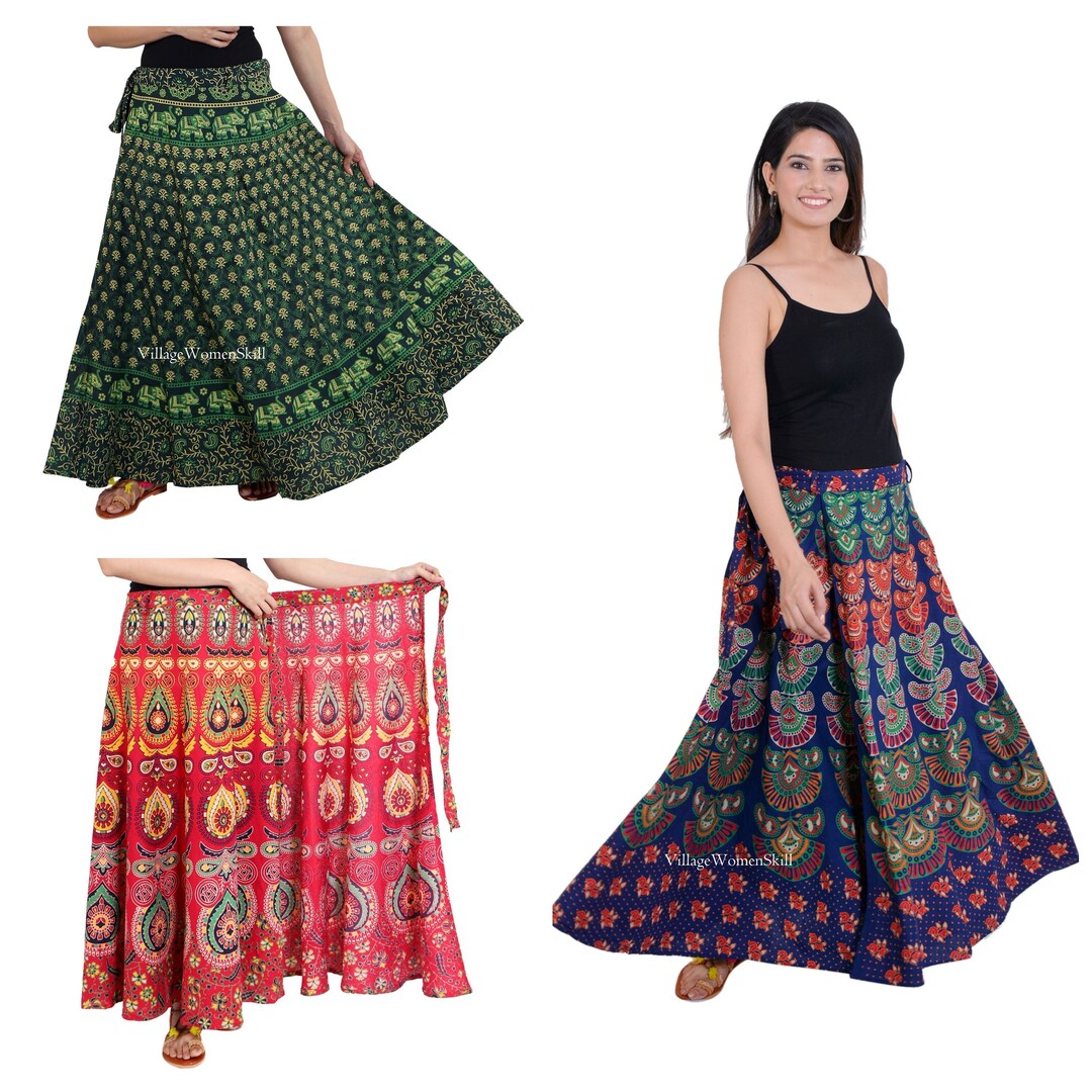 Printed Cotton Wrap Skirt: Indian Boho Gypsy Style - Etsy