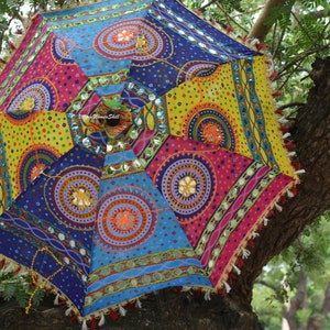 Set of 5 Pc Decorative Cotton Umbrella Embroidered Indian Parasol ...