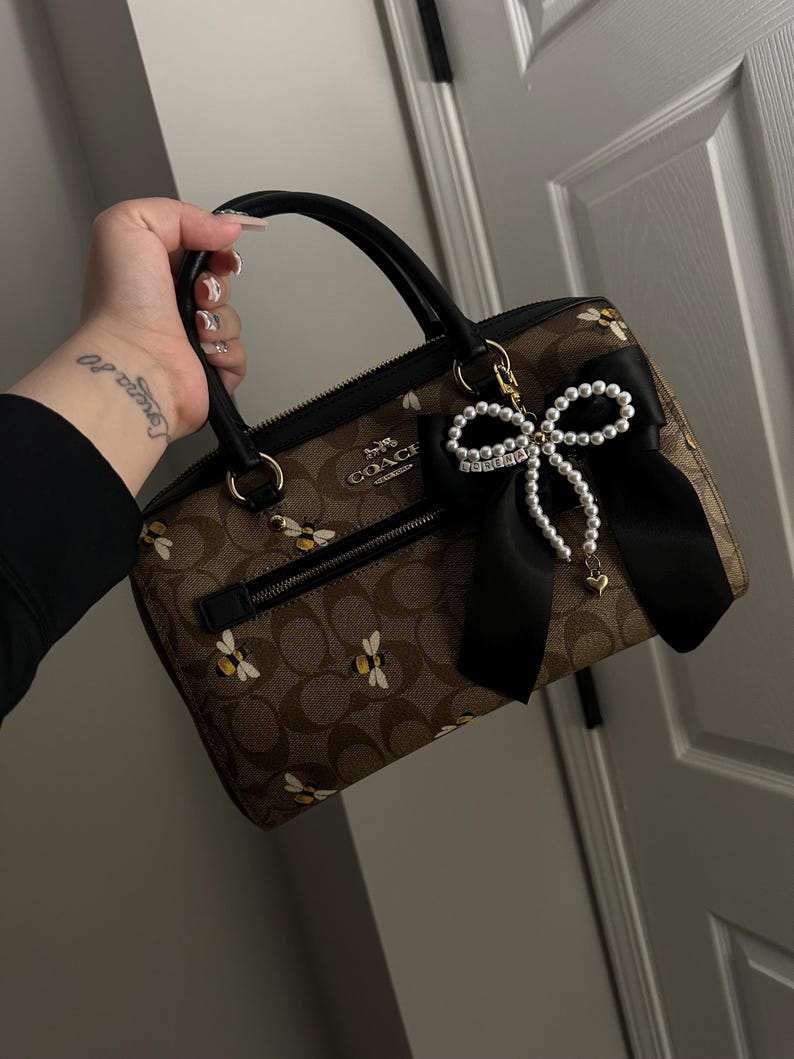 Pearl Beaded Bow Keychains With Ribbon. - Etsy