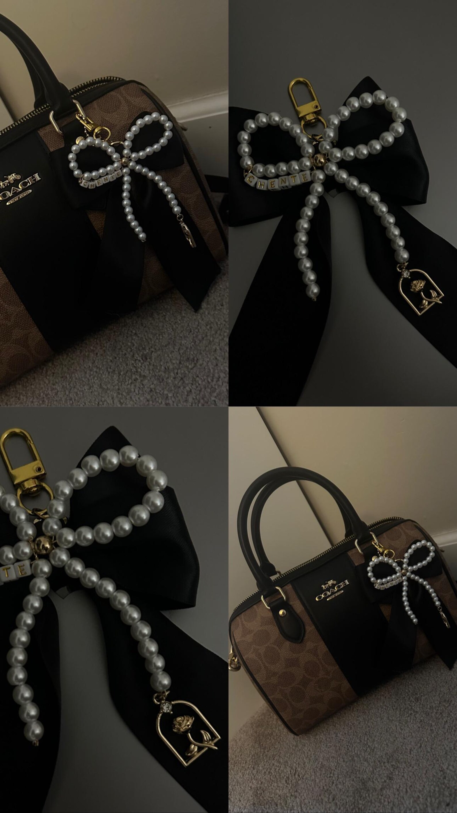 Pearl Beaded Bow Keychains With Ribbon. - Etsy