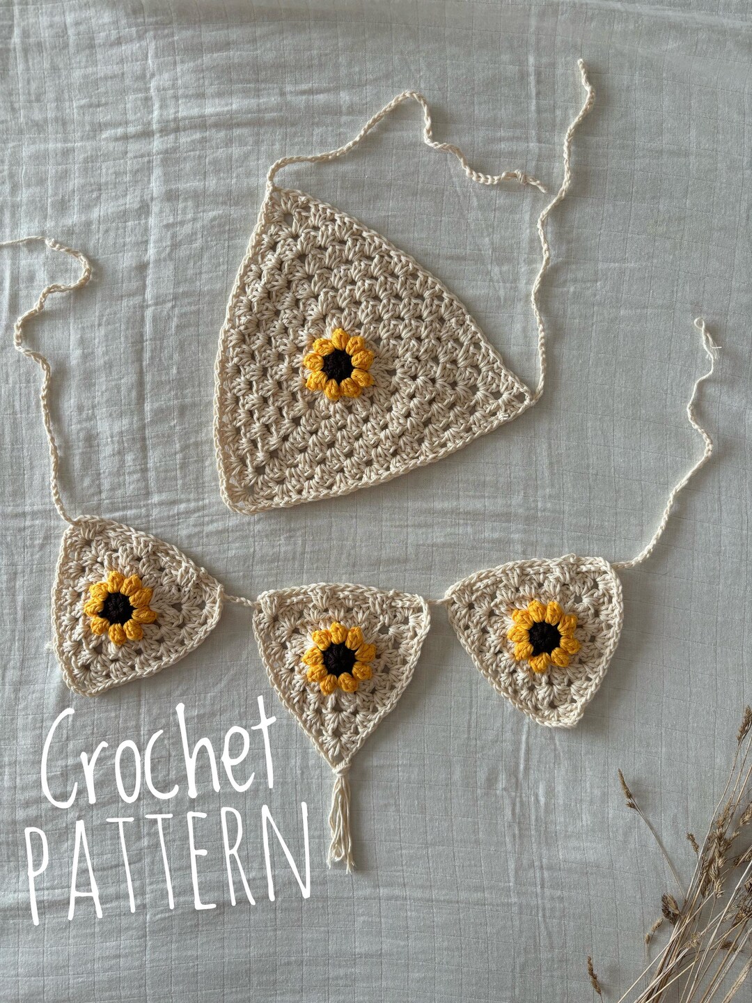 Sunflower Bunting and Bandana Crochet Pattern - Etsy