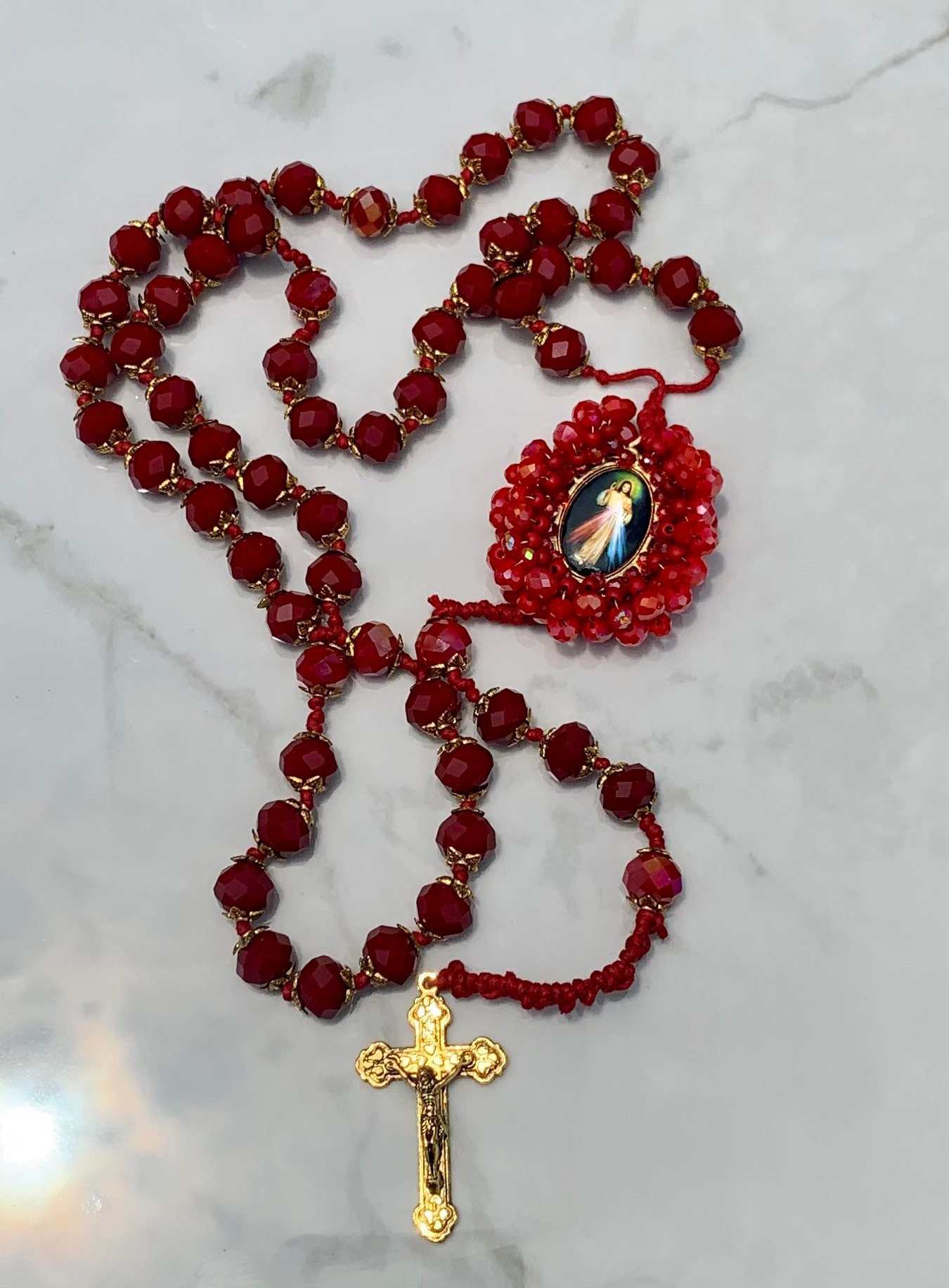 Red Divine Mercy Rosary, Red Rosary, Coronilla De La Divina ...