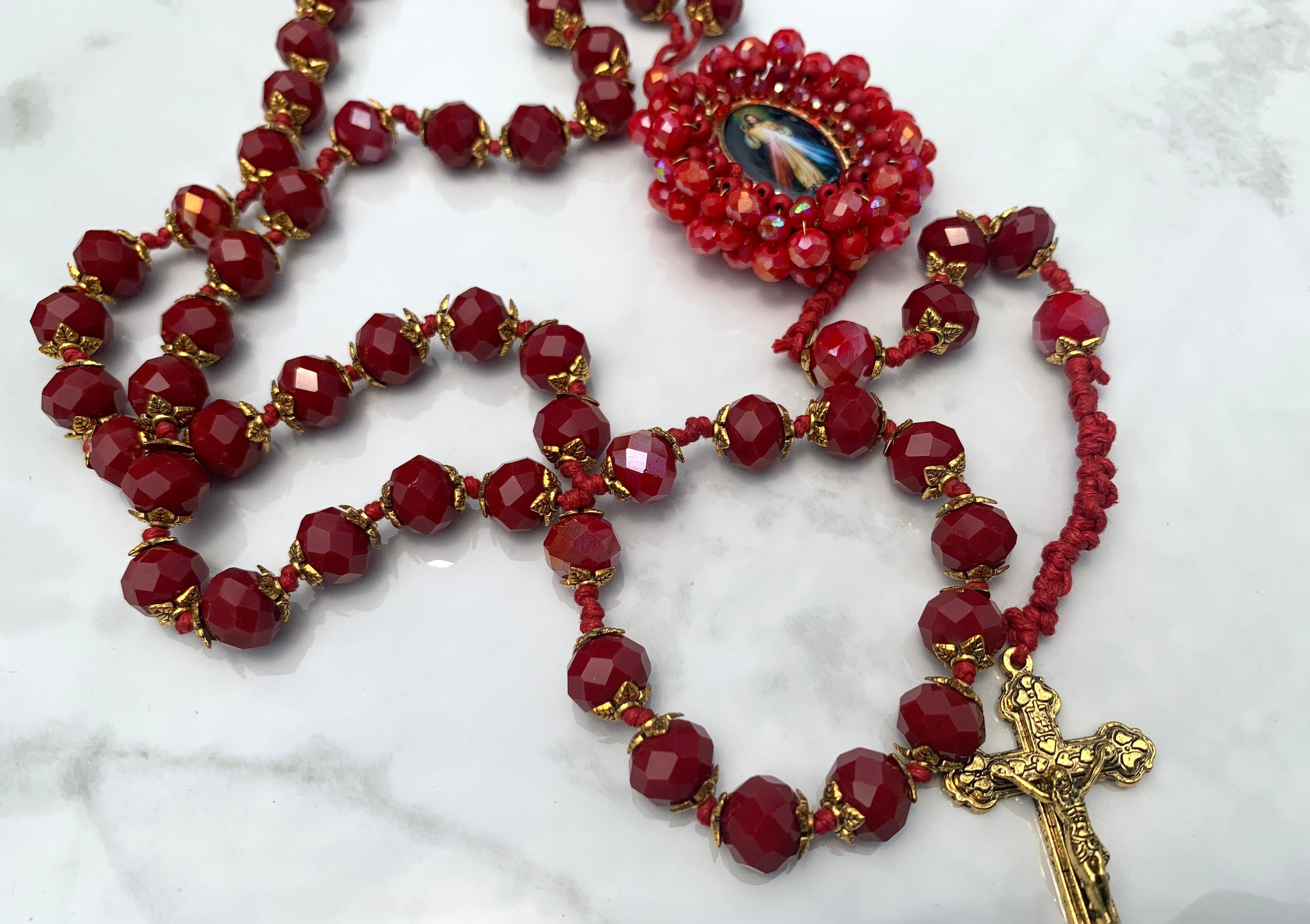 Red Divine Mercy Rosary, Red Rosary, Coronilla De La Divina ...