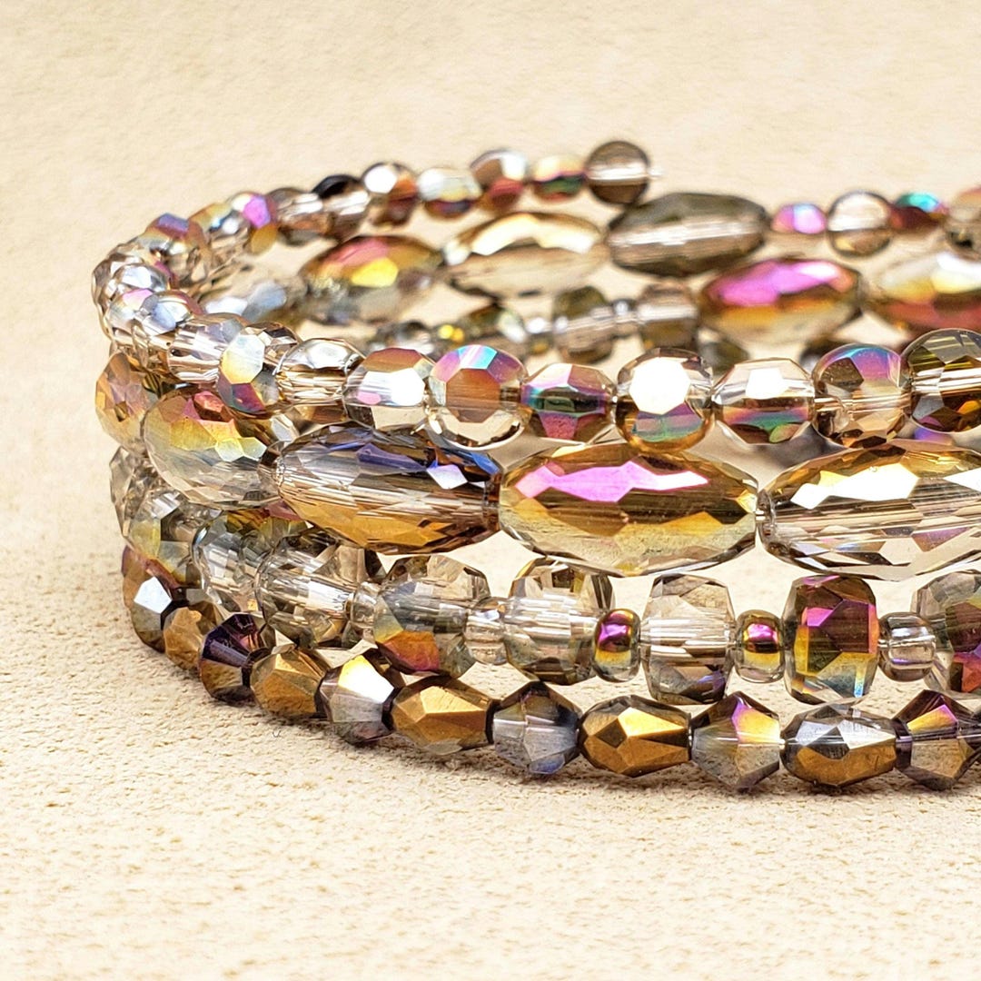 Sparkly Wrap Occasion Bracelet, Four Coil Memory Wire Bracelet ...