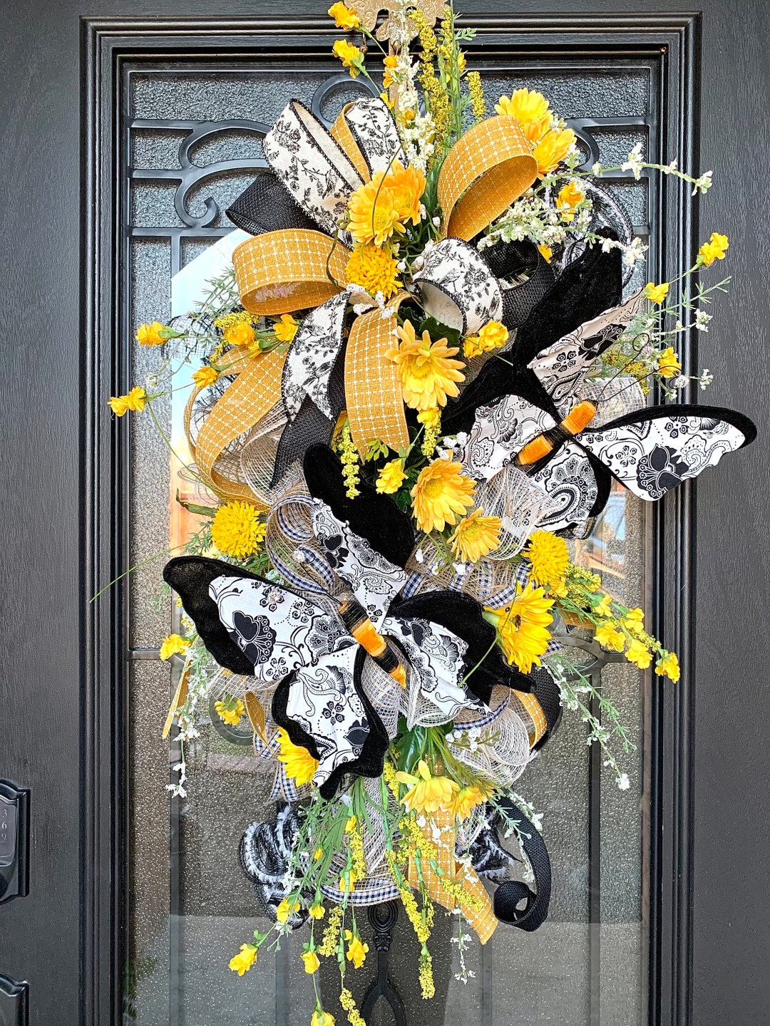 Gold-black Butterfly Teardrop Swag, Spring Wreath - Etsy