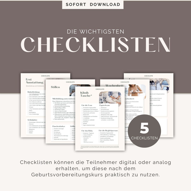 22 Seiten Unterlagen Geburtsvorbereitungskurs für Doulas, Hebammen und ...