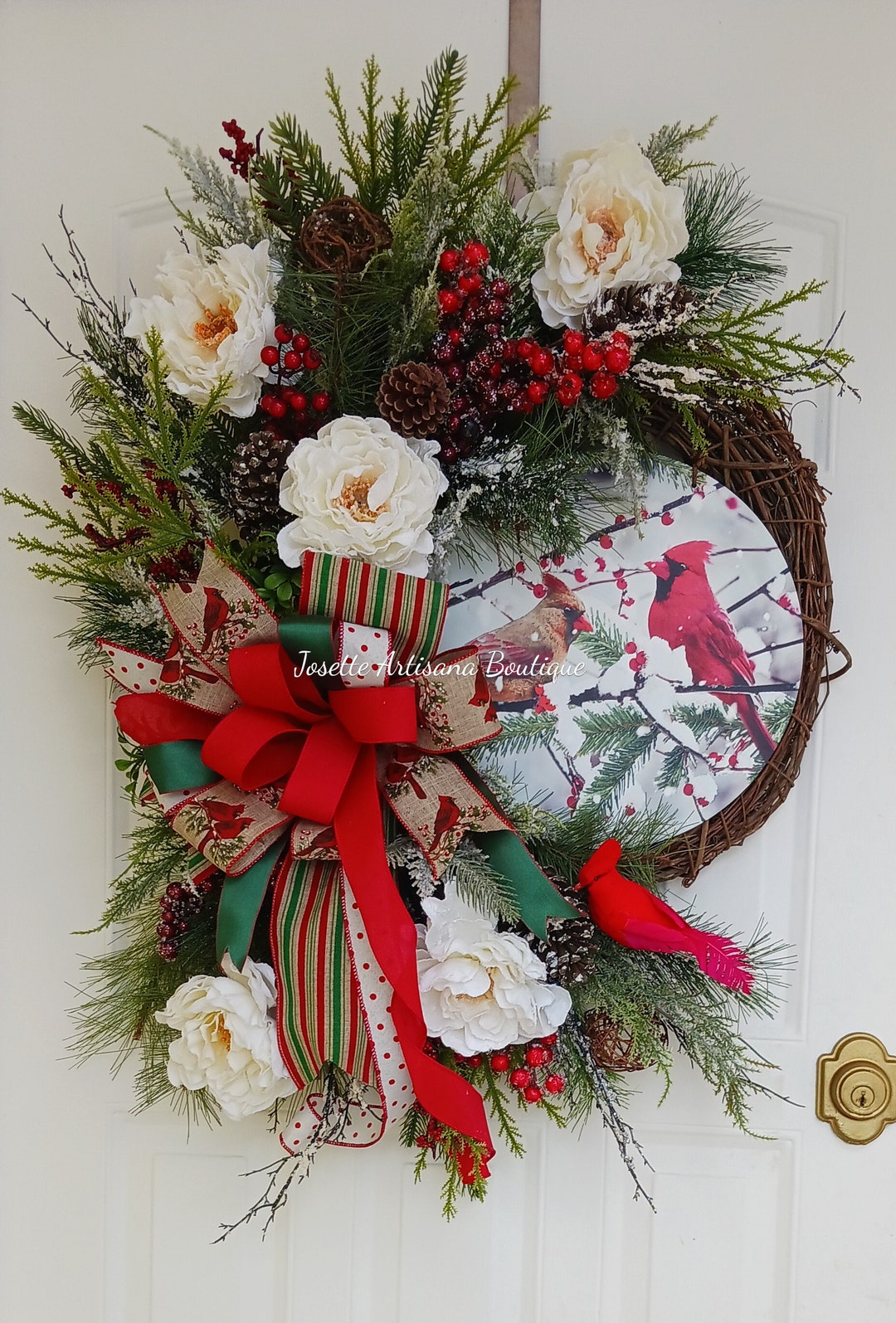 Cardinal Wreath, Winter Wreath, Front Door Wreath, Mother's Day Wreath ...