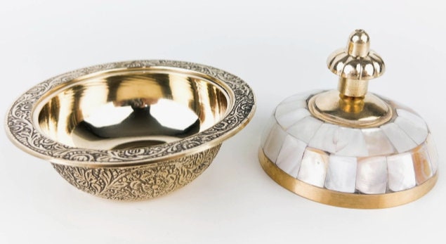 Brass Mother of Pearl Bowl With Lid - Etsy