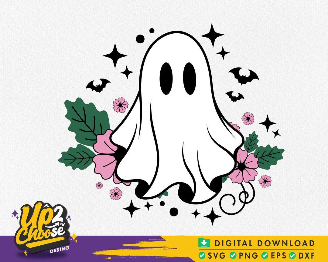 Floral Ghost SVG, Halloween SVG, chemise dHalloween, fantôme mignon ...