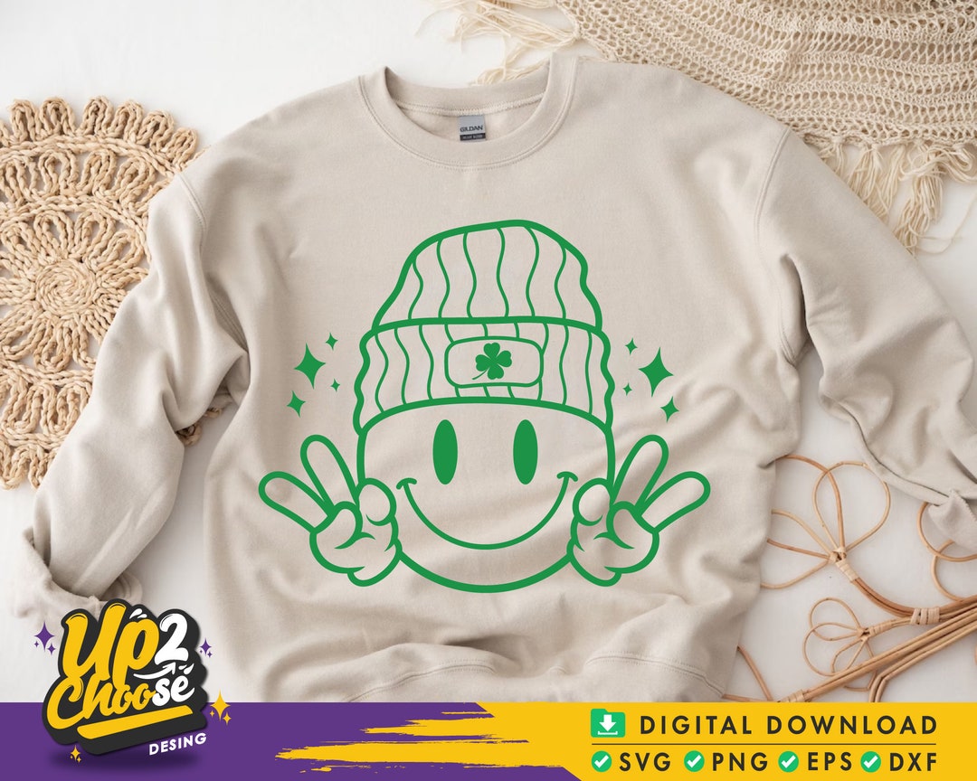 Lucky Happy Face Svg, Retro Happy Face Svg, St Patricks Day Svg ...