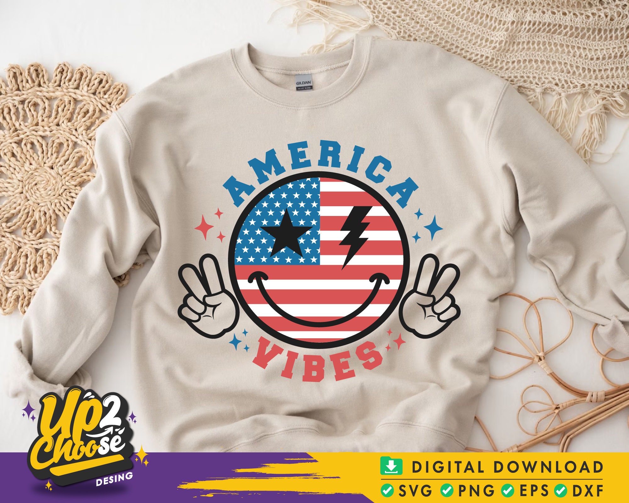 Retro America Vibes Svg, American Smiley Face, Smiley Flag Face Svg ...