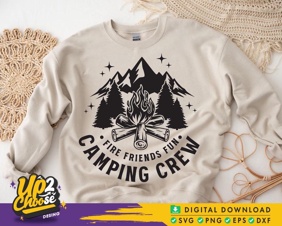 Fires Friends Fun Camping Crew SVG, Camping Crew Png, Campfire SVG, Diy ...