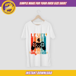 Level 4 Unlocked Svg, 4th Birthday Svg, My 4th Birthday Svg, Happy ...