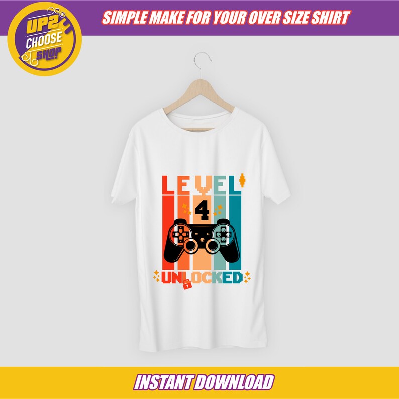 Level 4 Unlocked Svg, 4th Birthday Svg, My 4th Birthday Svg, Happy ...