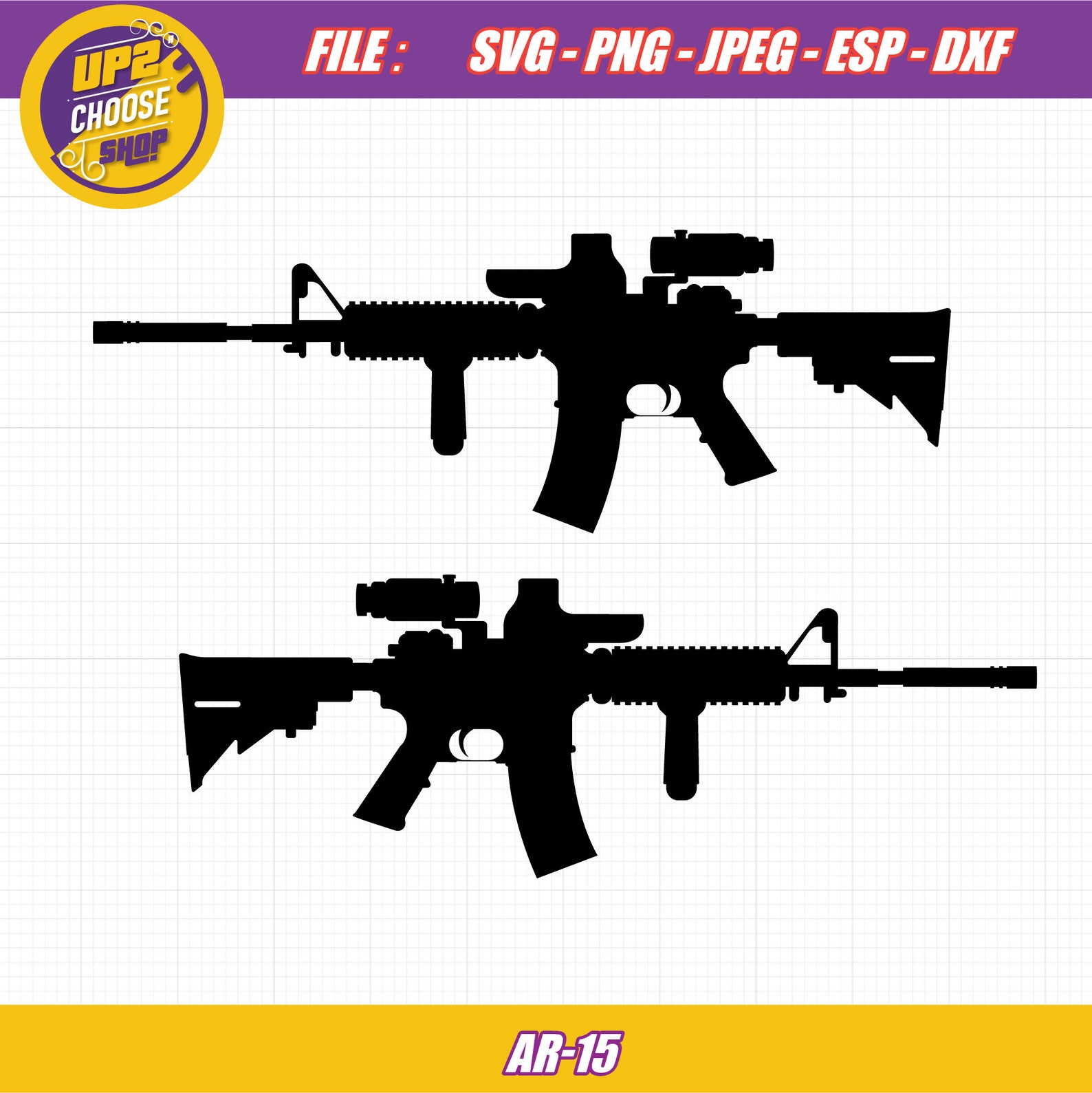 Gun Svg, Cool AR-15 Rifle Gun, Gun Vector, Gun Customize Digital File ...