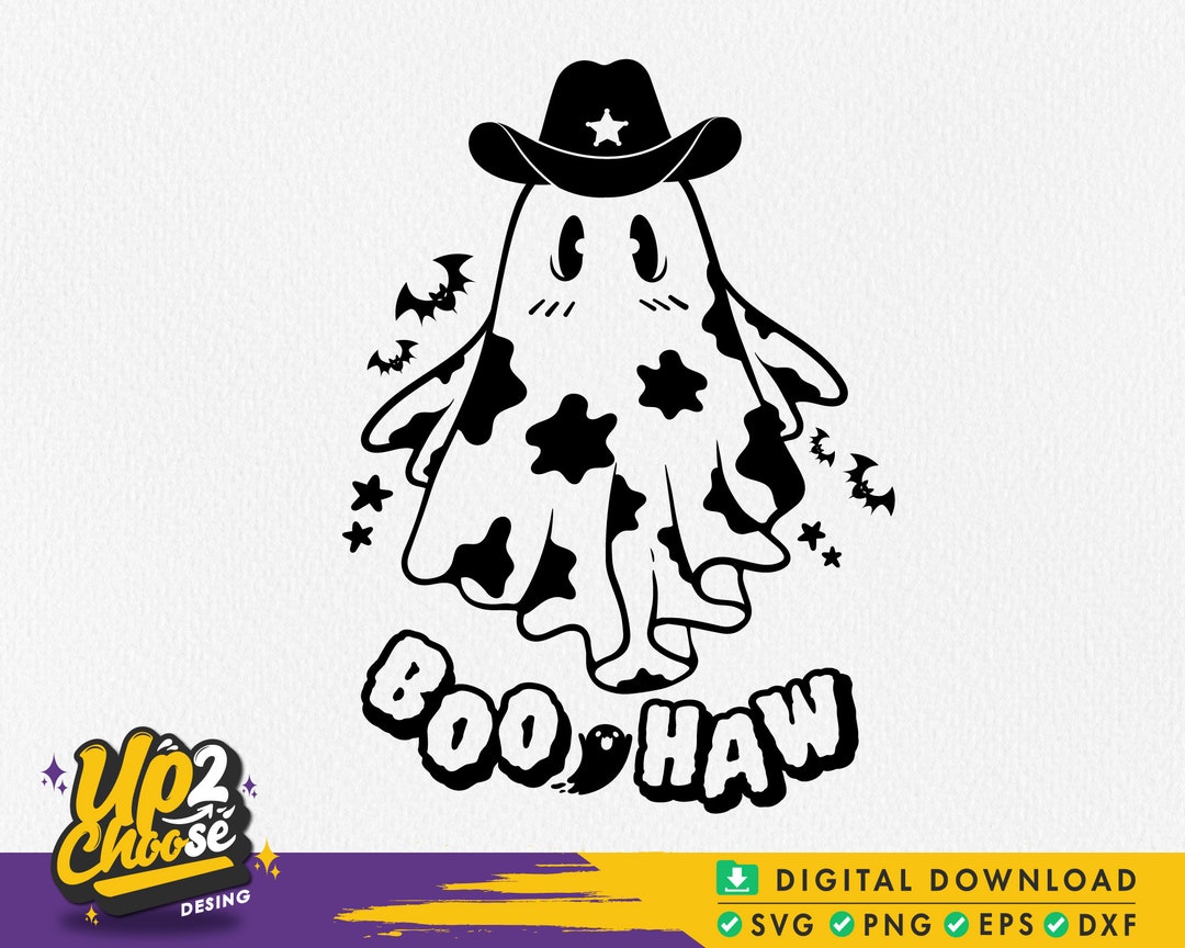 Boo Haw Svg, Cute Halloween, Spooky Season, Cowboy Ghost,country ...
