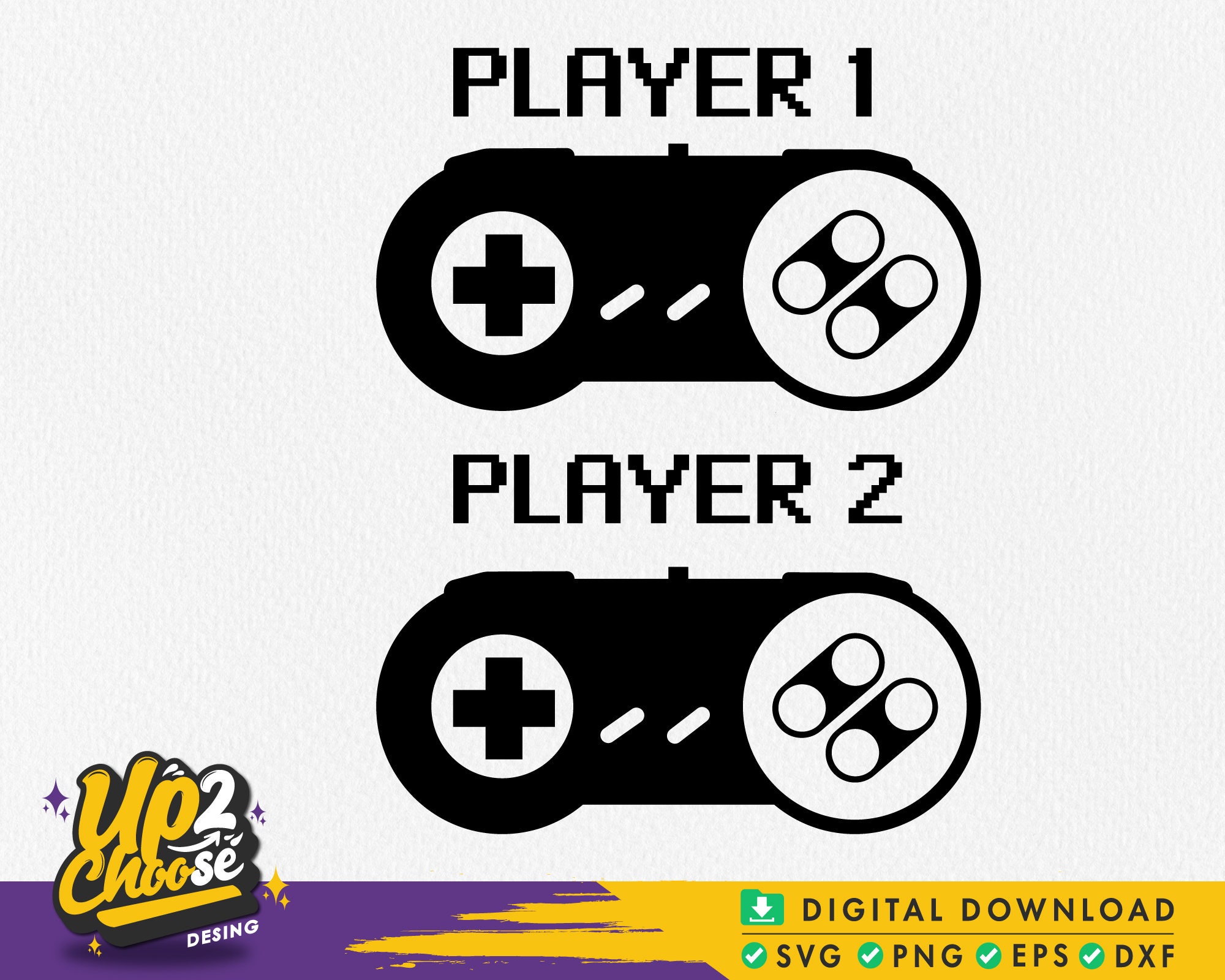 Player 1 Svg Player 2 Svg Png5 Game Controller Svg First - Etsy