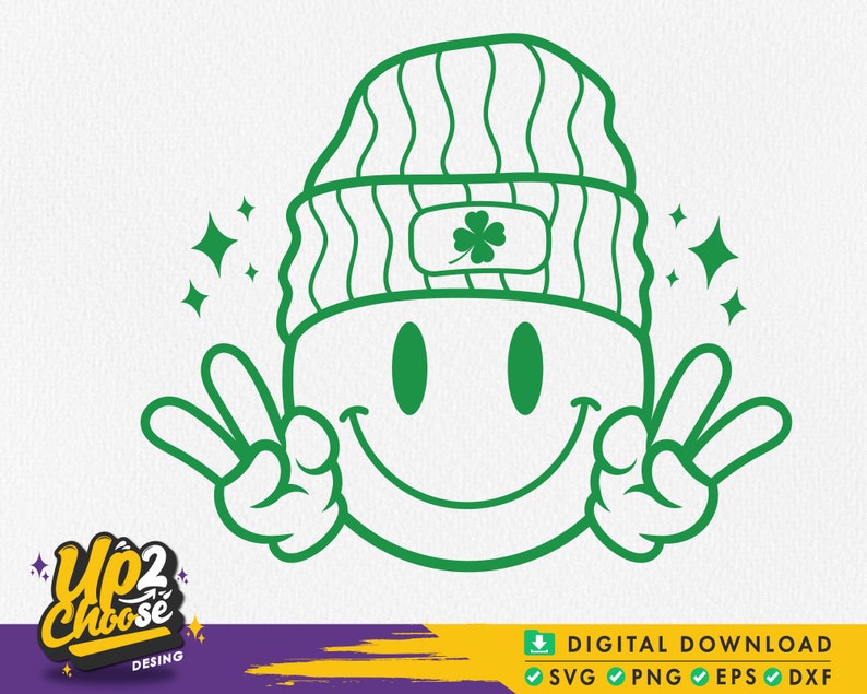 Lucky Happy Face Svg, Retro Happy Face Svg, St Patricks Day Svg ...