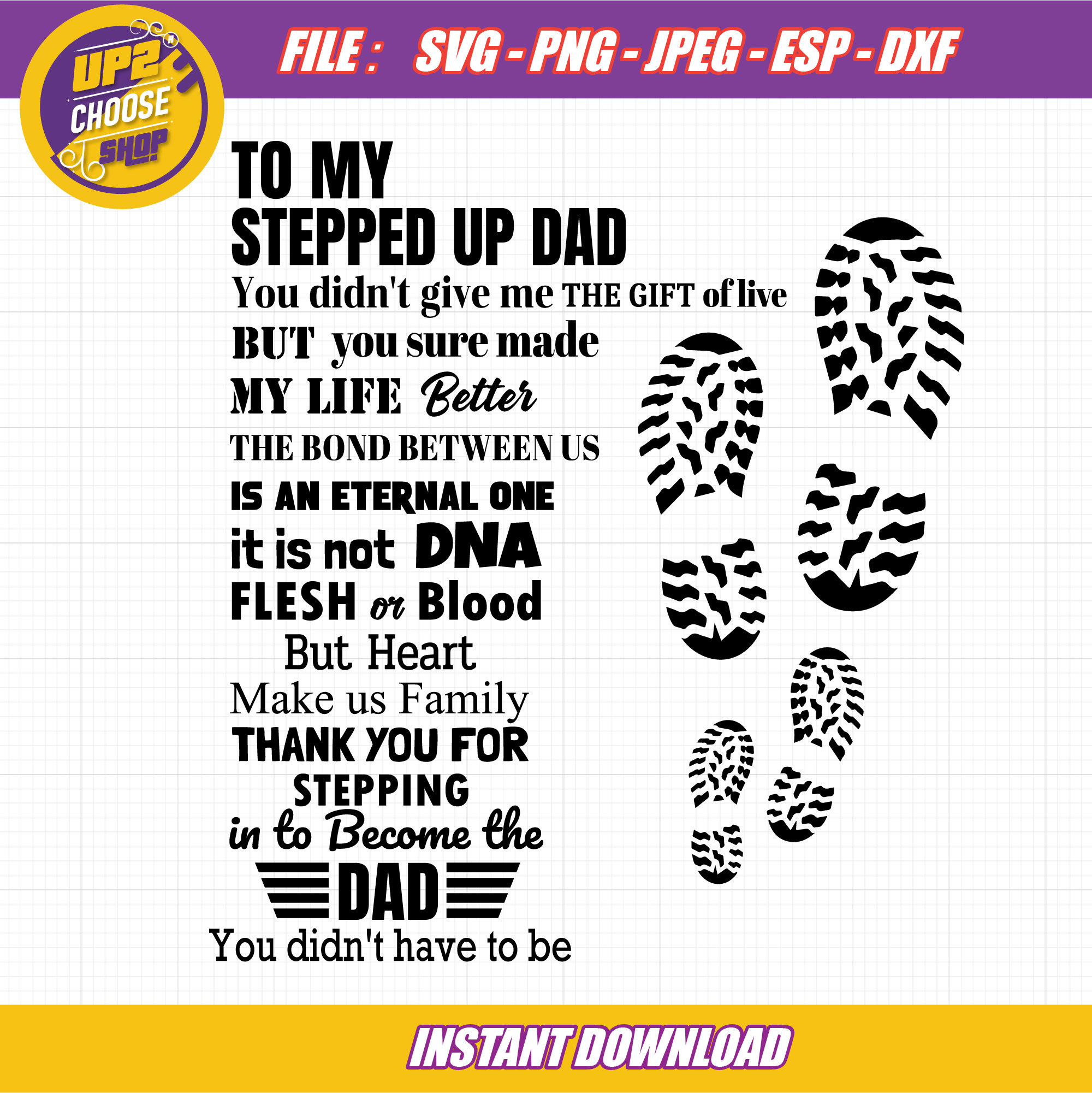 To My Stepped up Dad, Best Dad, Fathers Day Svg, Best Dad Svg, Thanks ...