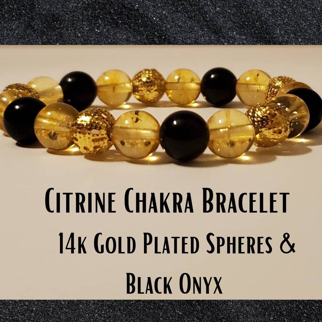 Citrine Black Obsidian Crystal Bracelet Natural Bracelet for Healing and Energy Meditation Jewelry and Reiki Gifts Etsy