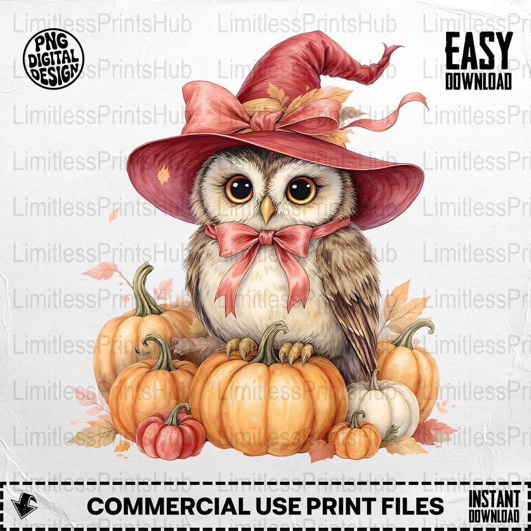 Cute Owl PNG, Witch Owl Clipart, Fall Png, Pumpkin Png, Autumn Owl ...