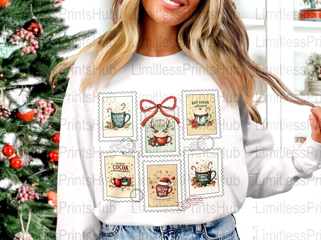 Cocoa Stamps PNG, Holiday PNG, Winter Clipart, Cocoa Christmas Cheer ...