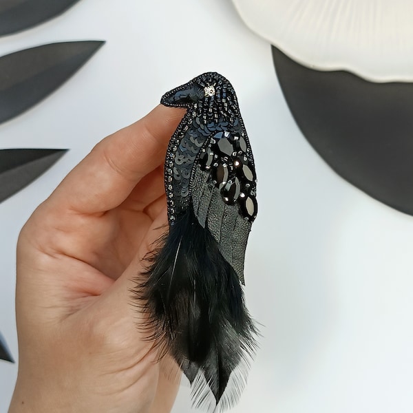 Raven Brooch - Etsy