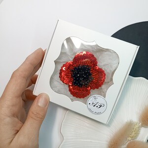 Elegant Poppy Blossom Beaded Brooch Pin, Handmade Poppy Flower ...